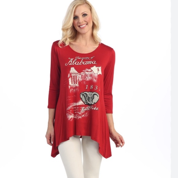 p.Michael | Tops | P Michael Crimson Tide Womens Red Shark Sleeve Scoop ...